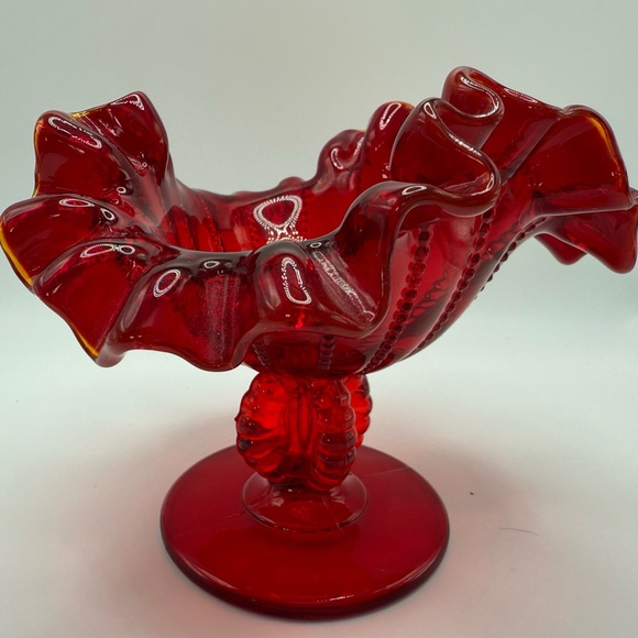 Fenton | Art | Elegant Vintage Ruby Red Fenton Glass Compote | Poshmark